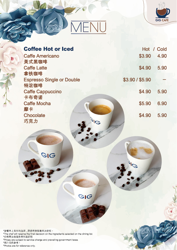 Menu & Location - Gig Singapore | Coffee of Hope
