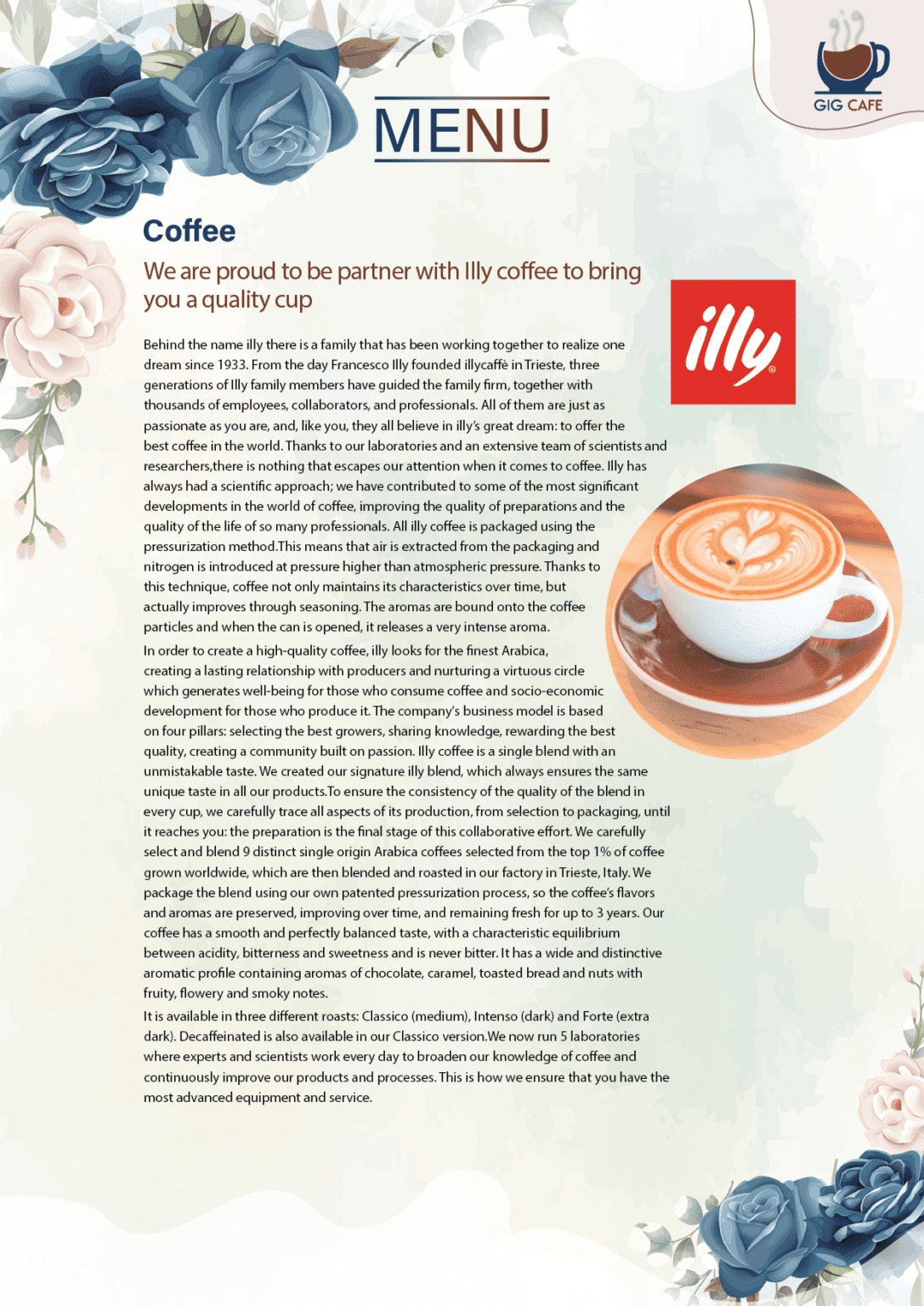 Menu & Location | Gig Singapore | Coffee of Hope