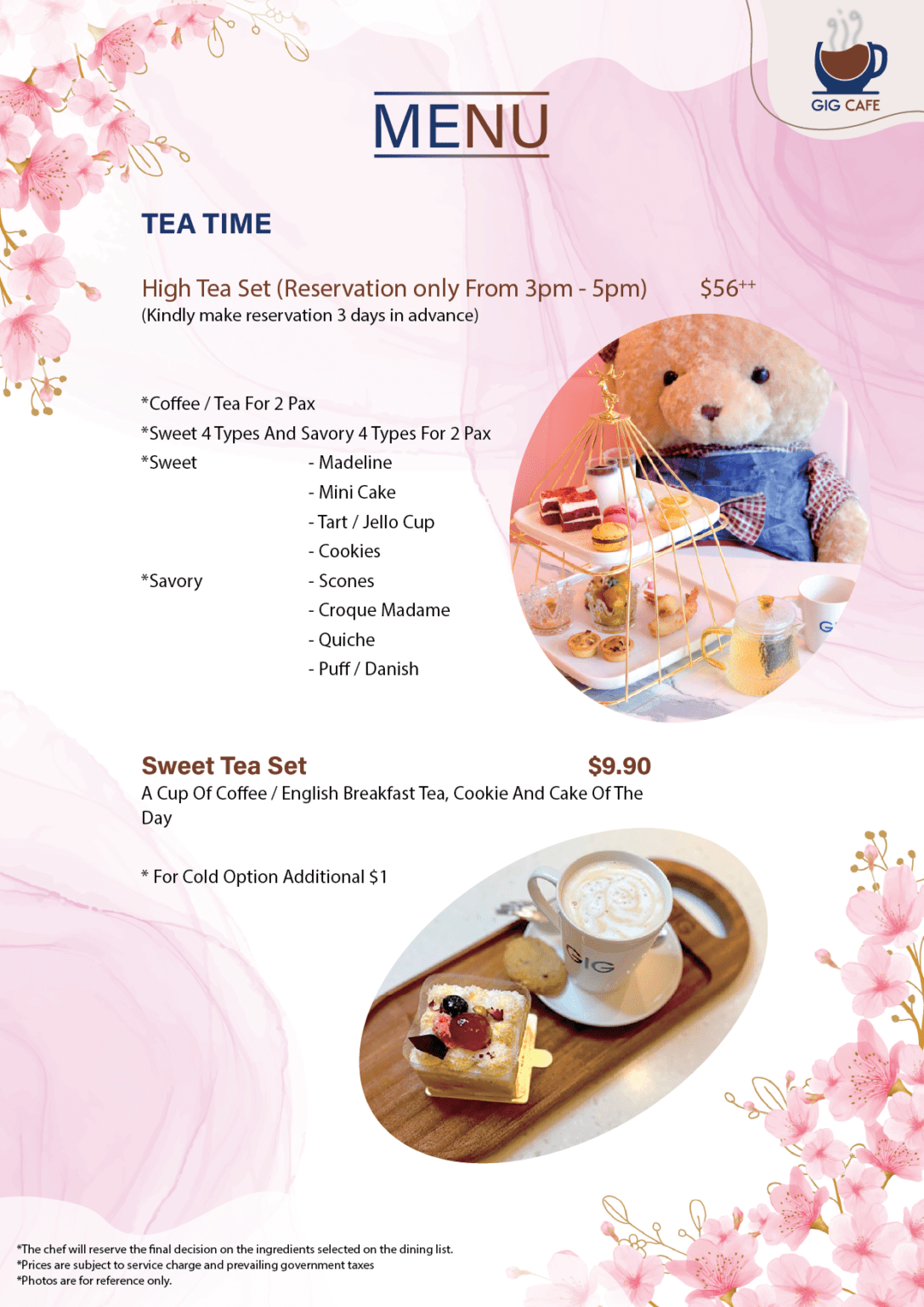 Menu & Location | Gig Singapore | Coffee of Hope