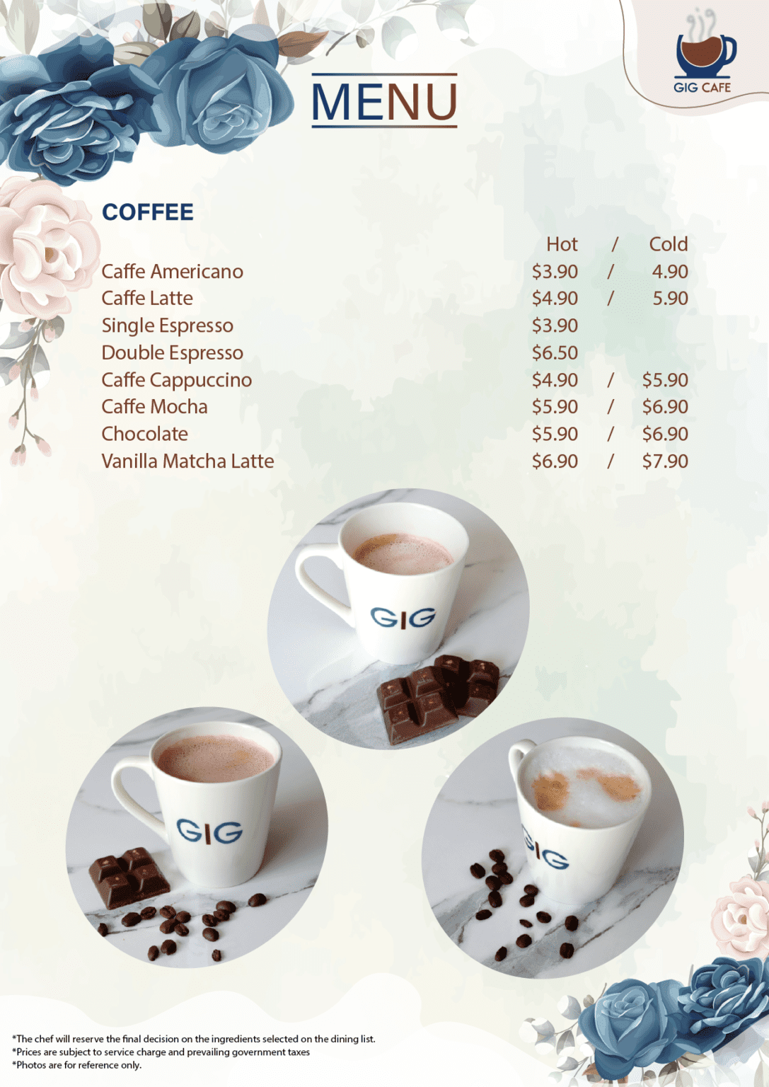 Menu & Location | Gig Singapore | Coffee of Hope
