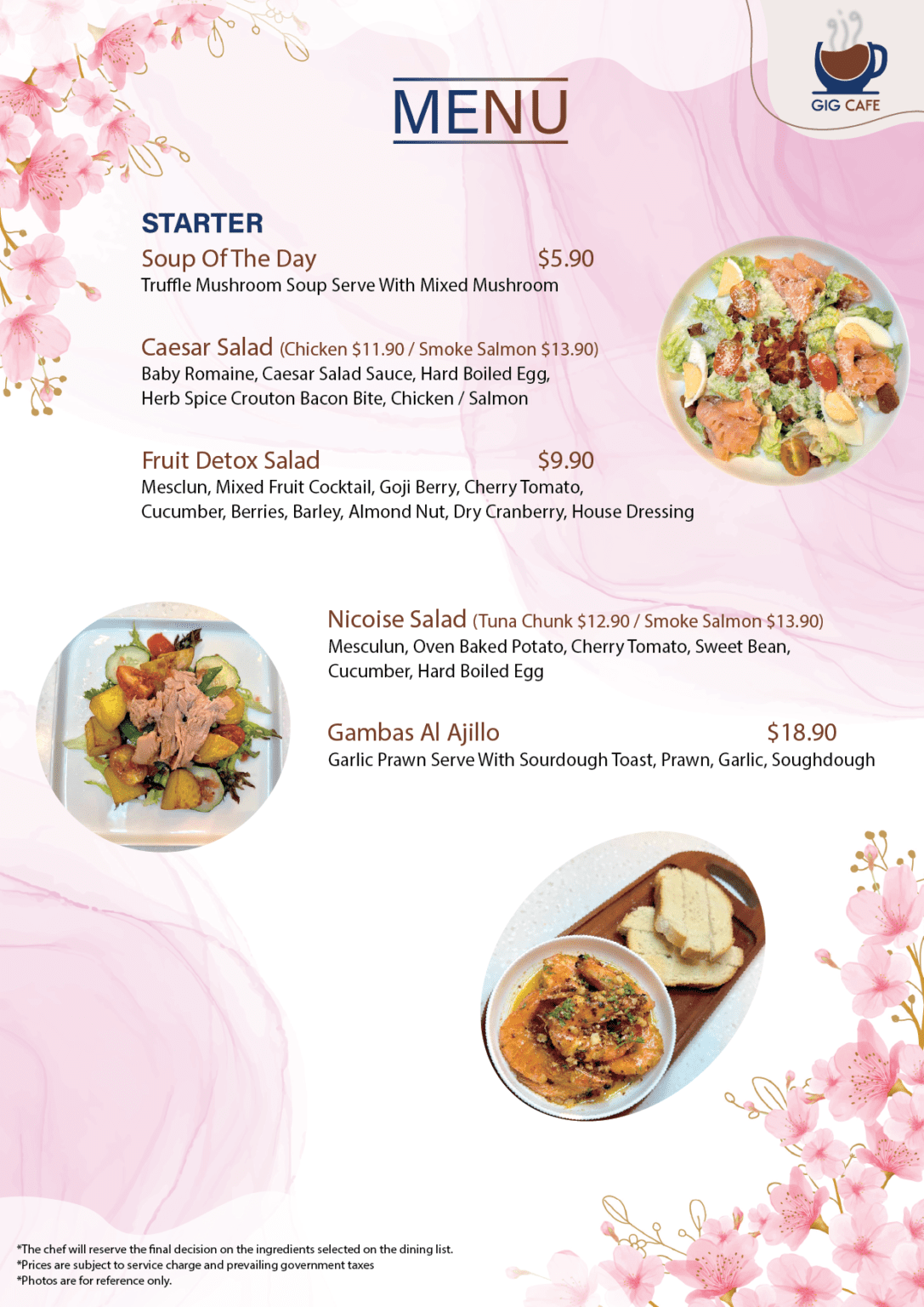 Menu & Location | Gig Singapore | Coffee of Hope