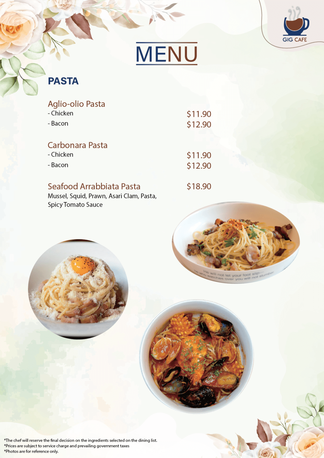 Menu & Location | Gig Singapore | Coffee of Hope