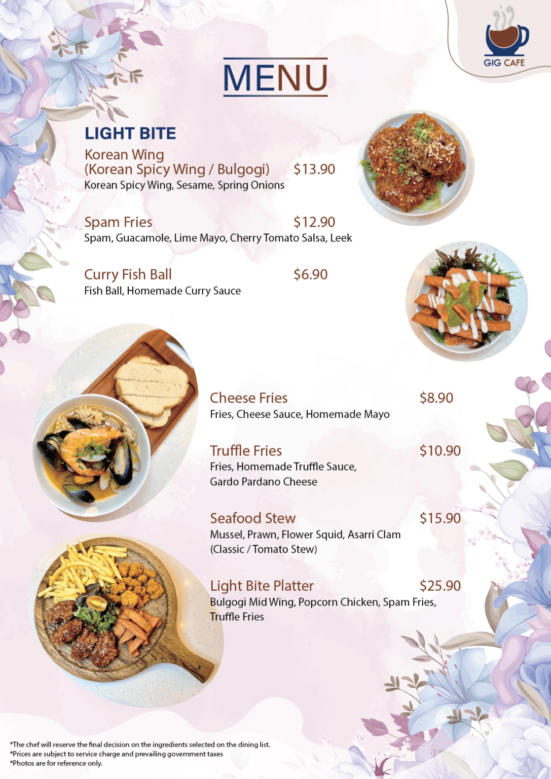 Menu & Location | Gig Singapore | Coffee of Hope