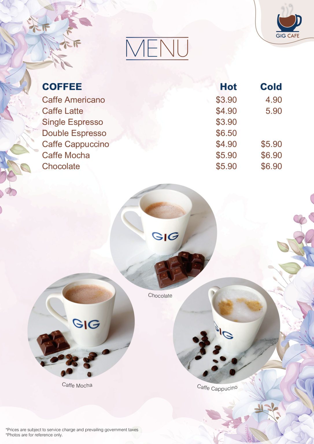 Menu & Location | Gig Singapore | Coffee of Hope